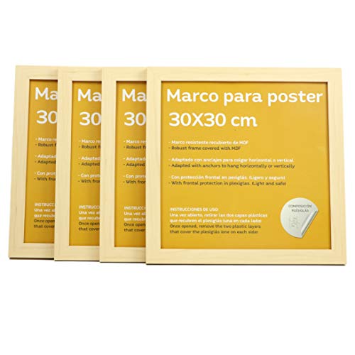 Nacnic Set of 4 Robust Square photo frame to protect and display photos ...