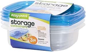 Amazon.com: Easy Pack Square Reusable Container with Lids, 25-Ounce ...
