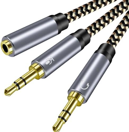 Hanprmeee Headphone Mic Splitter CTIA Standard 3.5mm Female to 2 Dual 3 ...