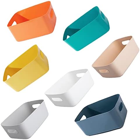 7 Pack Plastic Storage Baskets, Multicolor Storage Boxes, Rectangular ...