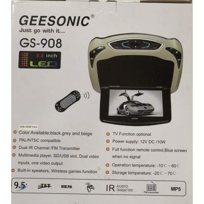 Geesonic Car Roof Monitors GS 908-9.5 inch Roof Monitor DVD Player ...