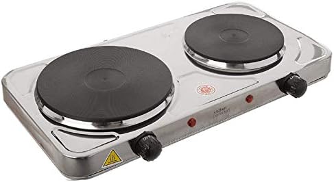 Daewoo Stainless Steel Dual Hot Plate - Portable & Compact - Cast Iron ...