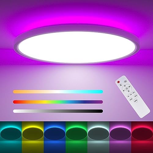 Peasur 30CM LED Ceiling Light 3000-6000K, 24W 3200LM Bathroom Light ...