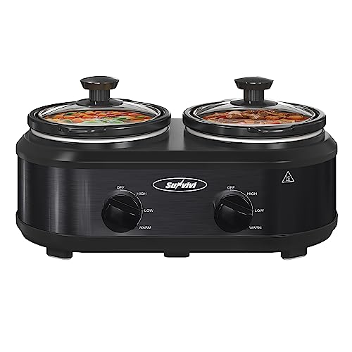 Snapklik.com : Sunvivi Double Slow Cooker,2 Pot Small Mini Crock Buffet ...