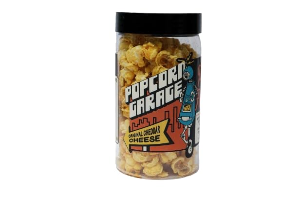 POPCORN GARAGE Original Cheddar Cheese Popcorn Jar | Healthy Snack ...
