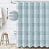 Amazon.com: Dynamene Long Fabric Shower Curtain 72x78 Inch Textured Tufted Chenille Striped Tall ...