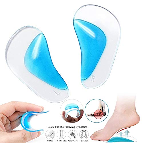 LECO 1 Pair Silicone Arch Support Footwear for Flat Feet, Orthopedic Corrector Gel Insoles, Soft ...
