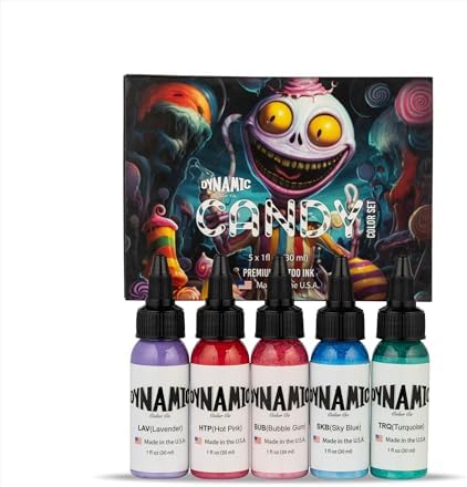 Amazon.com: Dynamic Color Co - Candy Color Tattoo Ink Set, 5 Bottles (1 ...