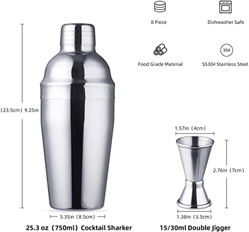 Snapklik.com : Esmula Cocktail Shaker Set 8 Piece,Stainless Steel ...