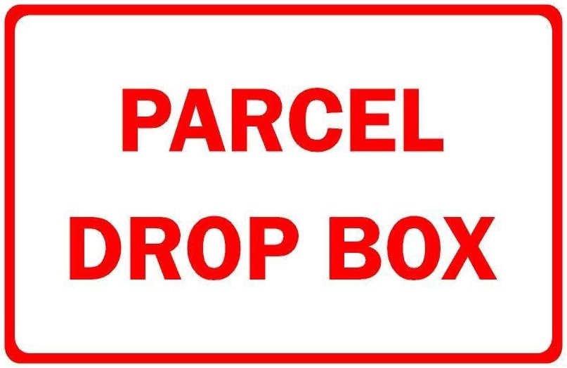 Parcel drop box sign - Self adhesive sticker (200mm x 150mm) : Amazon ...