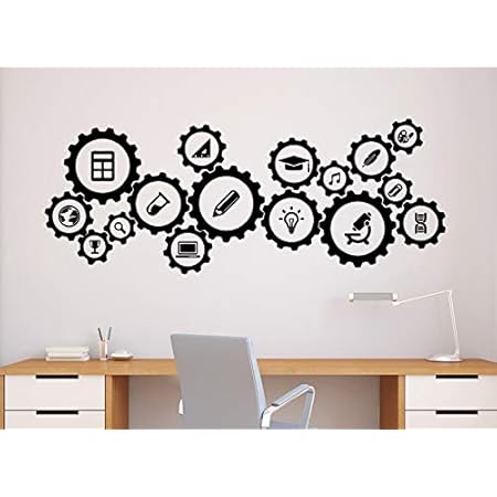 Gears Mechanism Wall Decal Engineering Vinyl Sticker Science Education ...