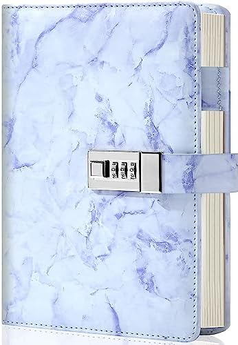 Qolixs Marble Diary with Lock for Girls and Women, Waterproof Journal ...