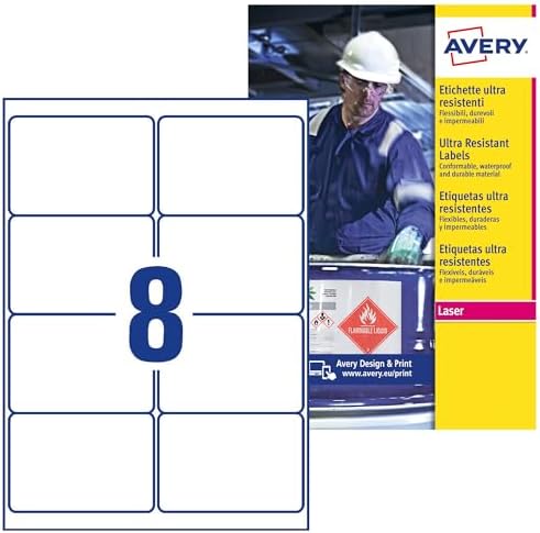 Avery Heavy Duty Polyethylene Labels – 80 Self-Adhesive Labels 99.1 x ...