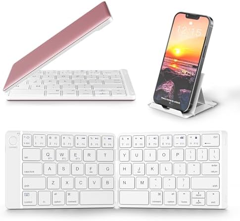 Amazon.com: JPHTEK Mini Foldable Bluetooth Keyboard - Portable Wireless Full Size Keyboard (Sync ...