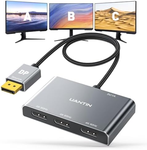 Amazon.com: Reborn DisplayPort Splitter for 3 Monitors Adapter 4K@60Hz ...