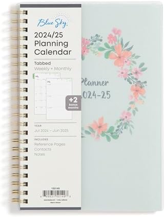 Blue Sky 2024-2025 Academic Year Weekly and Monthly Planner, Perfect ...