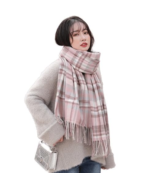 Buy Frackson Pink Check with Line Winter Stole Warm Long Stoles Shawls ...