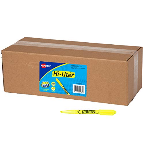 Avery Hi-Liter Value Pack Pen-Style Highlighters, Smear Safe Ink, 200 ...