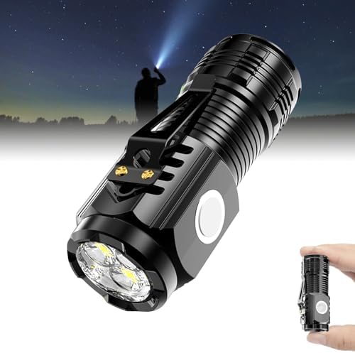 PINSAI Mini Rechargeable Flashlight with Clip, Pocket LED Small Super ...