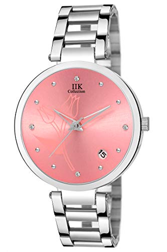 IIK COLLECTION Round Studded Dial Stainless Steel Bracelet Chain Strap ...