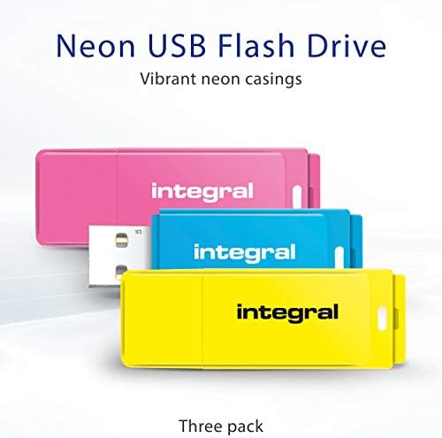 Integral 16 GB Neon USB 2.0 Flash Drive (Pack of 3) - Pink/Yellow/Blue ...