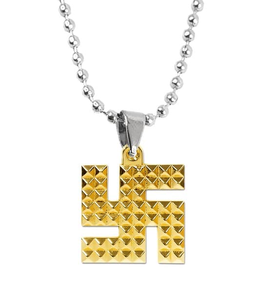 Buy Golden Color Unisex Metal Fancy & Stylish Swastik Satya Symbol/Sign ...