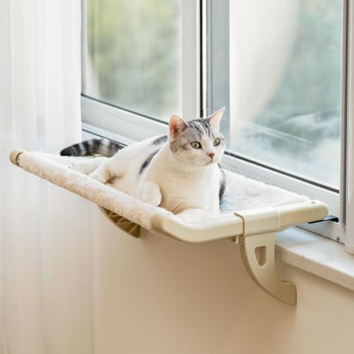 MEWOOFUN Cat Window Sill Perch for Indoor Cats, One-Step Sliding ...