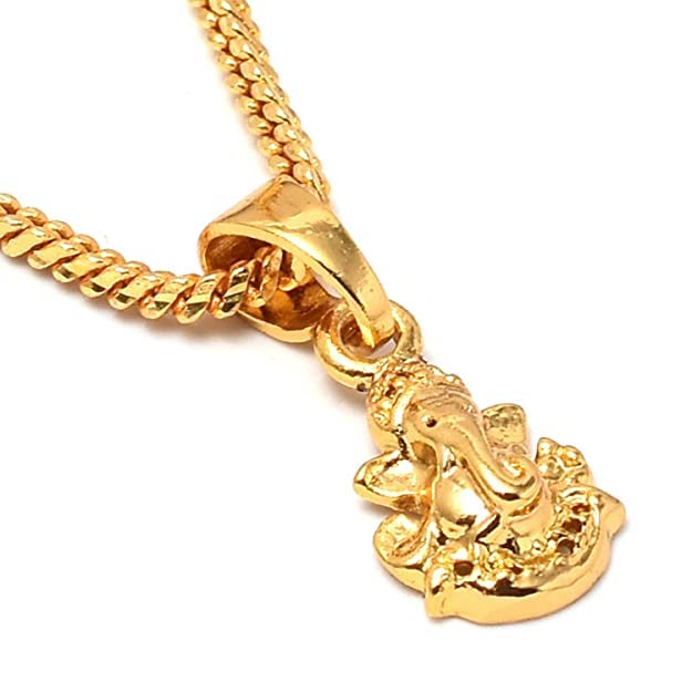 Buy Pendant with Chain Ganesh Ji, Ganpati Maharaj Design Gold Plated ...