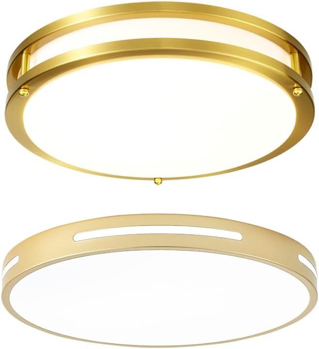Wheatronic Gold Ceiling Light Fixture 24W, 12 inch LED Flush Mount ...