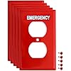 (5 Pack) Emergency Red Outlet Covers, Duplex Receptacle Switch Wall ...