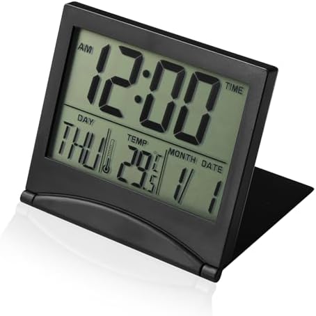 Folding Digital Travel Alarm Clock with LCD Display, Foldable Desk Top ...
