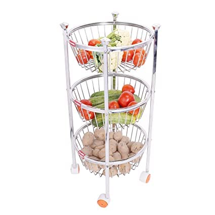 Ramesh UMARAM Patel Stainless Steel Round Vegetable Trolley, Kitchen ...