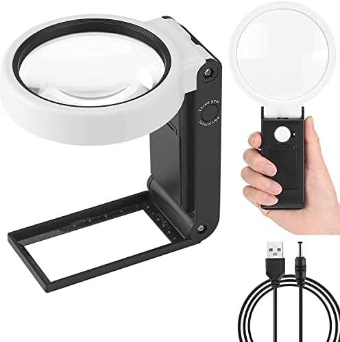 Xnourney 10X 30X Magnifying Glass with Light and Stand, LED Illuminated ...