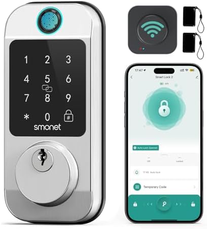 Smart Lock WiFi Fingerprint Deadbolt: SMONET Keyless Entry Front Door ...