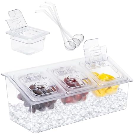 Amazon.com: CURTA Ice Chilled Condiment Caddy with 3 Large Containers ...