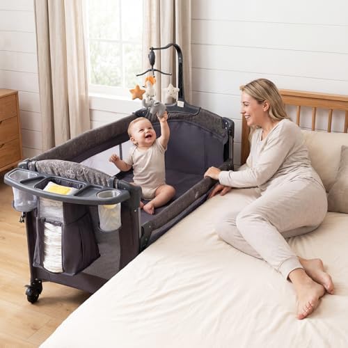 Amazon.com : INFANS 4 in 1 Baby Bassinet, Converts Pack and Play to ...