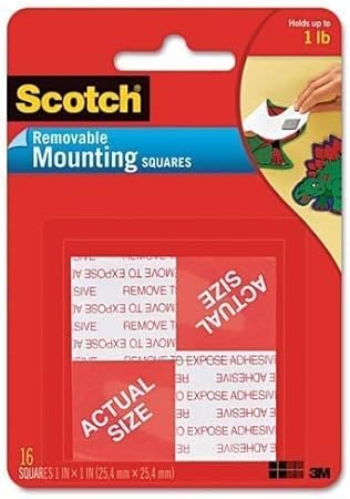 Amazon.com : Scotch Removable Mounting Squares, 1 X 1 Inches, 16 ...