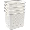 Amazon.com: Tstorage 42 L Plastic Laundry Baskets with Handles, White ...