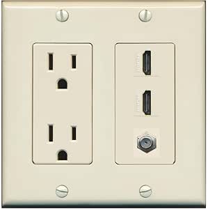 Amazon.com: Coax 2 HDMI Wall Plate-Outlet Light-Almond : Electronics