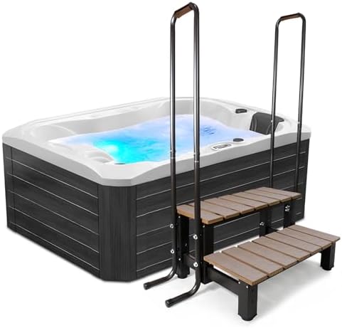 Amazon.com: Hot Tub Ladder Above Ground,Pool Hot Tub Steps Wood with 2 ...