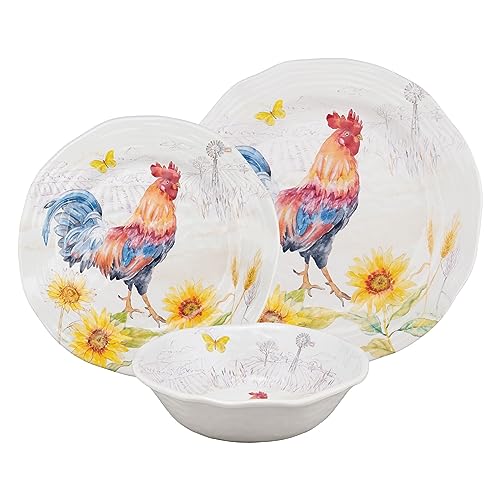 UPware 12-Piece Melamine Dinnerware Set, Includes Dinner Plates, Salad ...