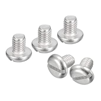 uxcell 304 Stainless Steel Machine Screws, 5pcs M6x8mm Slotted Drive Pan Head Screw Bolts ...