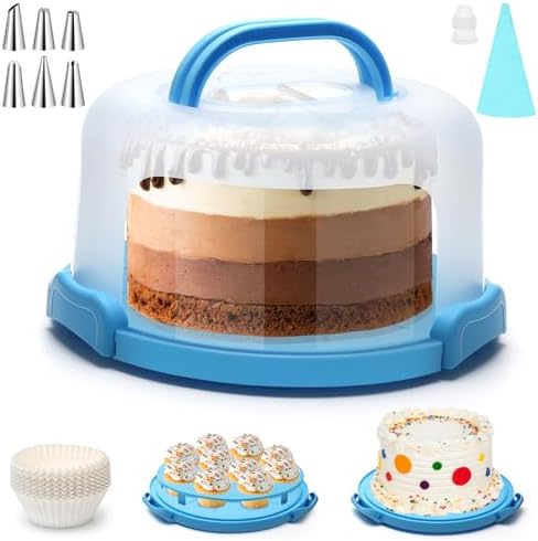 Amazon.com: Coolrunner Cake Carrier with Lid and Handle 11inch Round ...