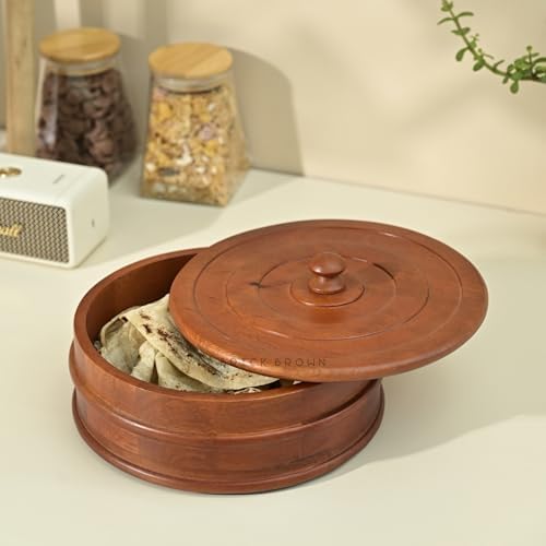 BRICK BROWN ® Premium Handcrafted Wooden Vintage Chapati Box for ...