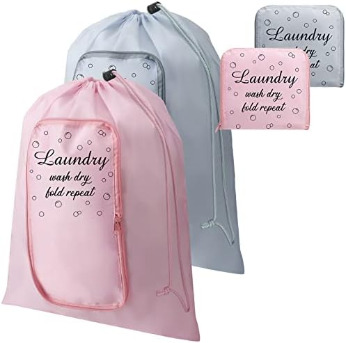 Amazon.com: 2 Pcs Travel Laundry Bag Washable Dirty Clothes Bag with ...