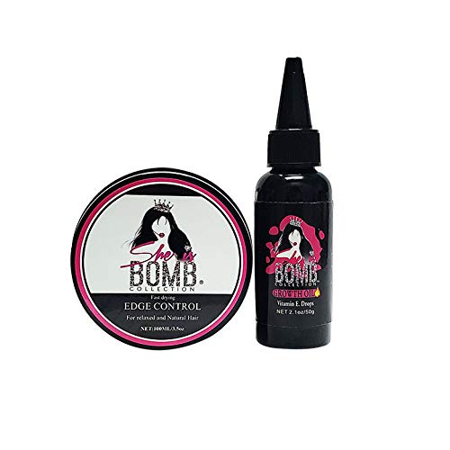 Amazon.com : She Is Bomb Collection Edge Control 3.5 Oz. + Growth Oil ...