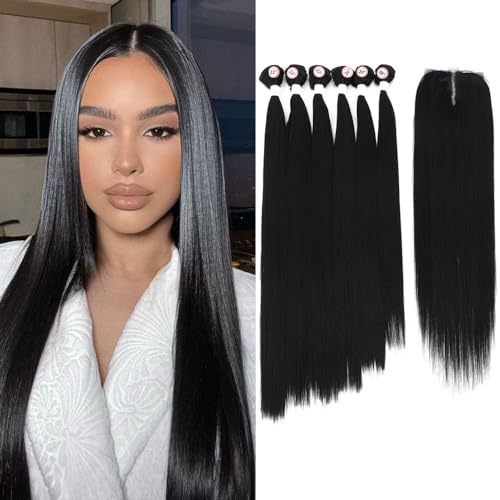Amazon.com : Body Wave Synthetic Hair Weave 3 Hair Bundles Deals 16 18 ...