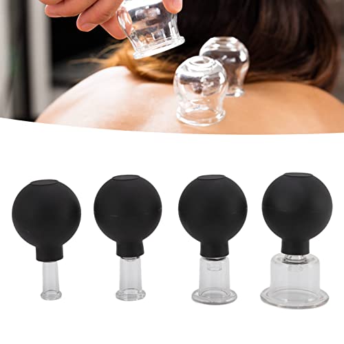 4Pcs Glass Cupping Set Black Glass Silicone Cupping Cups Ball Massage ...
