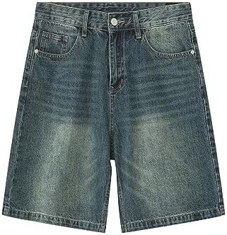 CUTEGAL Jorts for Men Denim Shorts Baggy Jorts Mid Rise Stretchy ...
