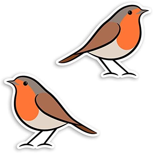 2 x 10cm Cute Red Robin Vinyl Stickers - Bird Wildlife Garden Fun ...